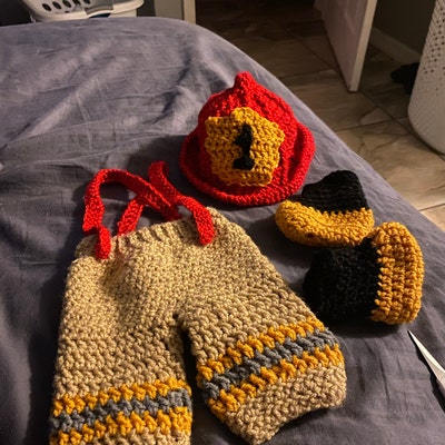 Instant Download PATTERN in English Newborn Crochet Fireman Set Outfit ...