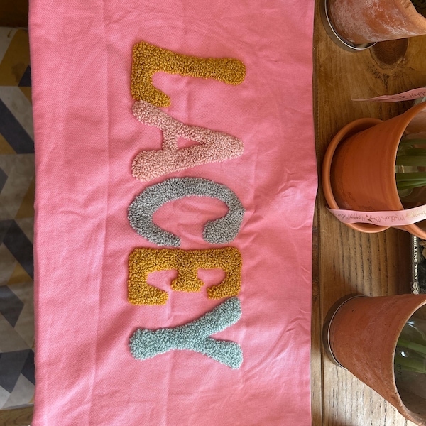 Custom Hand Embroidery Pillow, Personalized Punch Needle Pillow ...