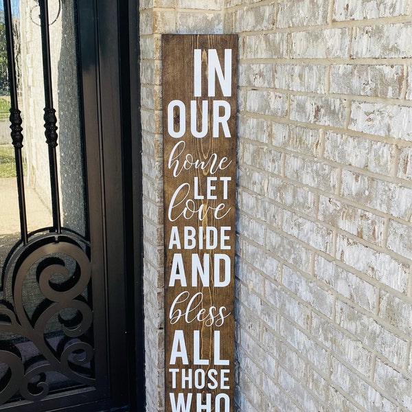 Religious Quote Porch Sign, Welcome Front Door in Our Home Sign, Porch ...