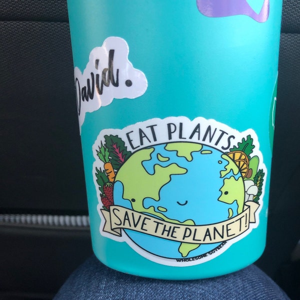 Earth Day Vegan Activism Sticker-"eat Plants"- Herbivore Sticker, Plant ...