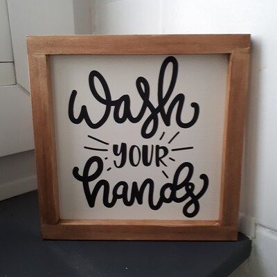 Wash Your Hands Holzbild Bild Schild Deko Badezimmer Farmhouse Landhaus ...