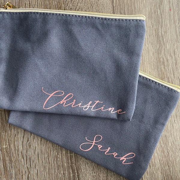 MAKEUP BAG, Personalized Pouch, Minimalist Customized Text Print ...