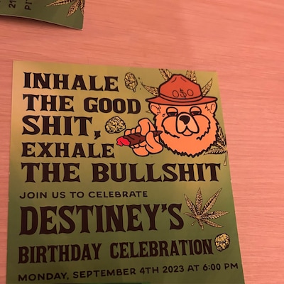 Printable Weed Marijuana 21st Birthday Invitation Cannabis - Etsy