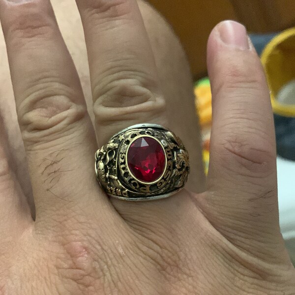 B172 ., RING , New , Solid BRASS Ring W Silver Plated, Us Size: 11.75 ...