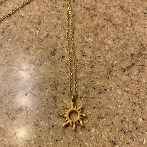 Tiny Gold Sun Necklace, Small Golden Sunshine Charm, Whimsical Boho ...