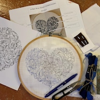 PDF Embroidery Kit Digital PDF Pattern Indigo Leaves Hand Embroidery ...