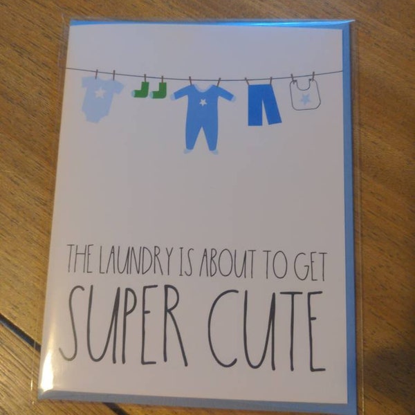 Baby Boy Laundry Line Card for Baby Shower Gift - Etsy