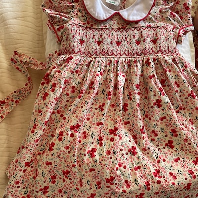 Smocked Girls Dress Pink Floral Smocked Dress Girls Floral Smocked ...