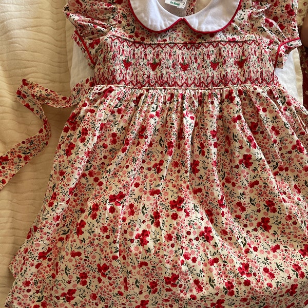 Smocked Girls Dress- Pink Floral Smocked Dress Girls- Floral Smocked ...