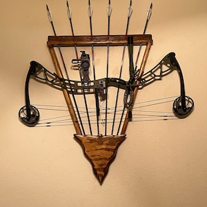 Archery Bow Rack, Wall Mounted, Bow Rack, Rusted Wood Bow Rack,bow ...