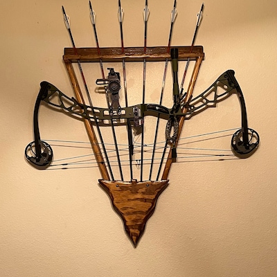 Archery Bow Rack, Wall Mounted, Bow Rack, Rusted Wood Bow Rack,bow ...