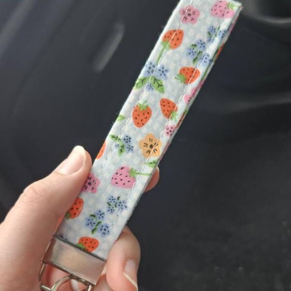 Fruit Picnic Key Fob | Gingham Spring Wristlet | Keychains - Etsy
