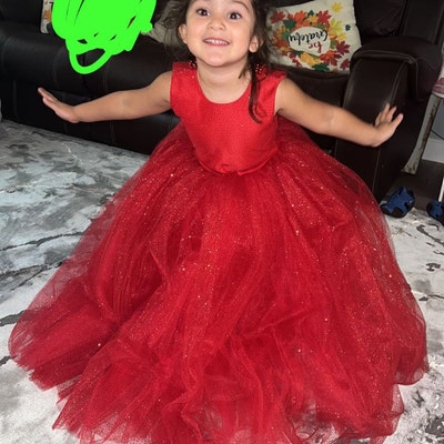 Red Baby Girl Dress. Sparkle Red Dress. Red Birthday Dress. Red Gown ...