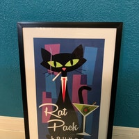 Rat Pack Decor Mid Century Modern Cat Art Cat Poster Black - Etsy Canada