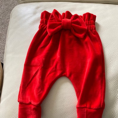 Red Baby Girl Pants and Bow, Baby Girl Leggings, Toddler Pants, Baby ...