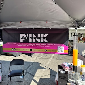 TWO Personalized Tent Banners, Front 1x9 and Back 3x8 Signs That Fit ...