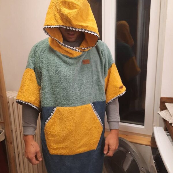 Beach Towel Poncho - Just Blue - Surf Poncho - Hooded Swim Robe - Cotton Swim Poncho - Changing ...