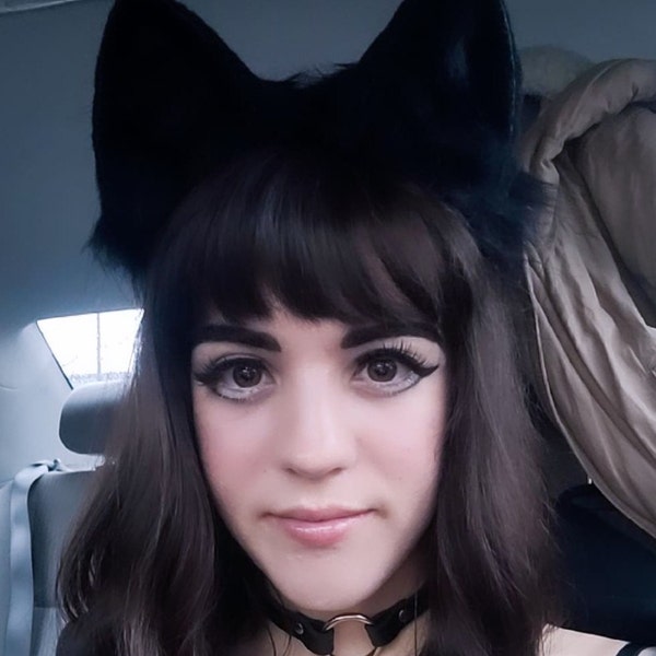 Black Cat Ears Black Kitty Ears Black Kitten Ears Cat Headband Ears Faux Ears Neko Ears Cosplay
