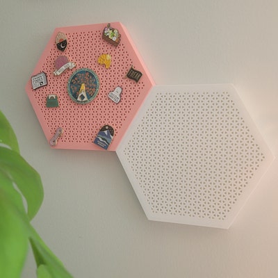 Enamel Pin Board Display for Pin Collectors hexagon Wall Mount Enamel ...