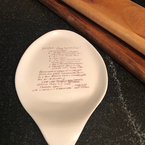 Custom Spoon Rest Ceramic Spoon Rest With Handwritten Recipe or Custom ...