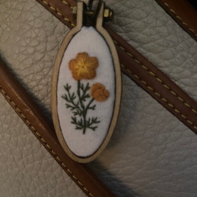 Wax Flower Embroidery Keychain - Etsy