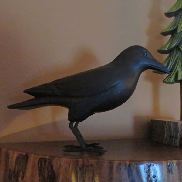 Mini Crow 3.5h Hand Carved Wooden Bird - Etsy Canada