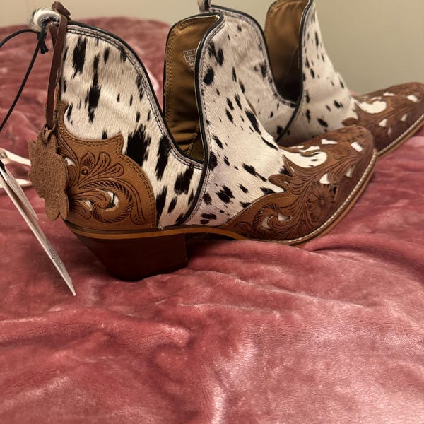 Tooled Leather and Cowhide Heels - Etsy
