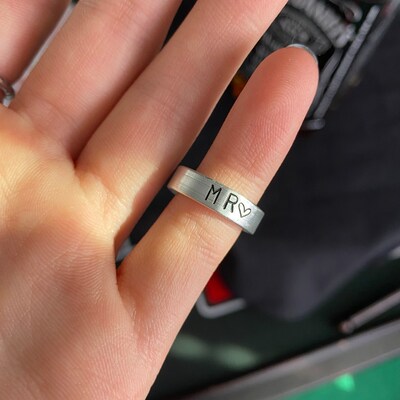 One Custom Initial Couples Heart Ring in Gold or Silver - Etsy