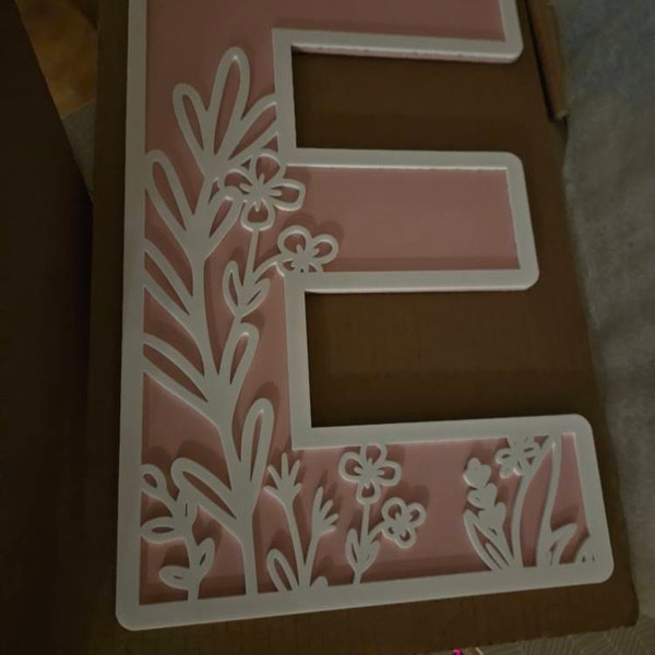 Wildflower Flowered Wall Decor Wood Nursery Letters Boho Name Sign ...