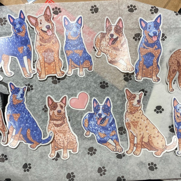 Blue Heeler Stickers - Australian Cattle Dog Sticker Set - Waterproof ...
