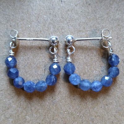 Natural Ruby Stud Earrings Corundum Mini Hoops Genuine Ruby 14K Gold ...