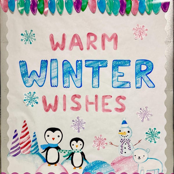 Winter Bulletin Board, Printable Pastel Christmas Classroom Decorations ...