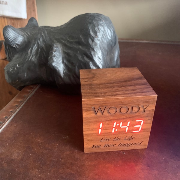 Personalized Wood Alarm Clock, Customized Digital Clock, House Warming ...