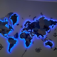 Buy 3D Led Backlight Map, Wooden Push Pin Map, RGB LED 3D Wood Family ...