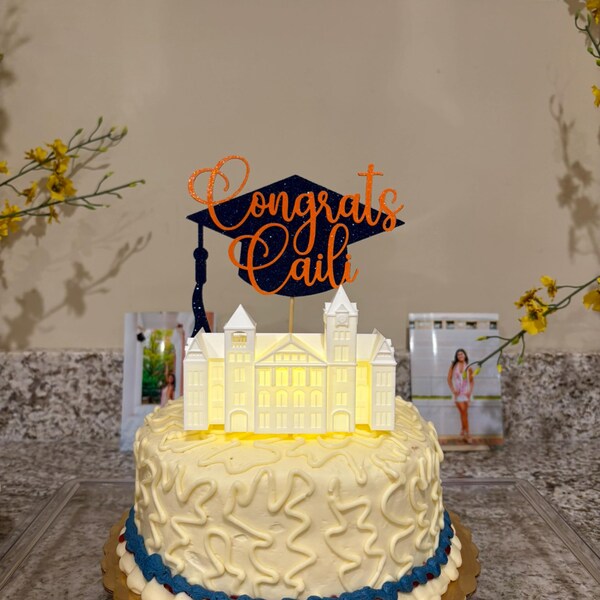Personalized Graduation Cake Topper Glitter Cardstock Congrats Grad ...