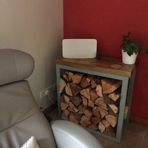 Tall Indoor Log Store Wooden Side Table Lamp Table Log Store Logs ...