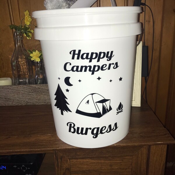 Happy Campers Personalized Decal, Light up Camping Bucket Decal, Glow ...