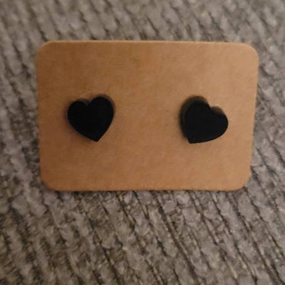 Mini Black Heart Studs, Valentine's Day - Etsy