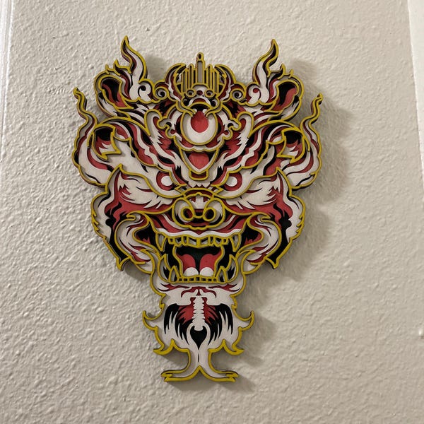 3D Dragon Mandala SVG File, 3D Layered Dragon, Zentangle Multilayer ...