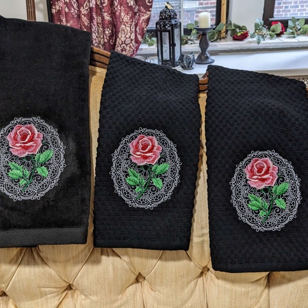 Fingertip Towels, Magnolia Embroidered Towels, Bathroom Decor, Home ...