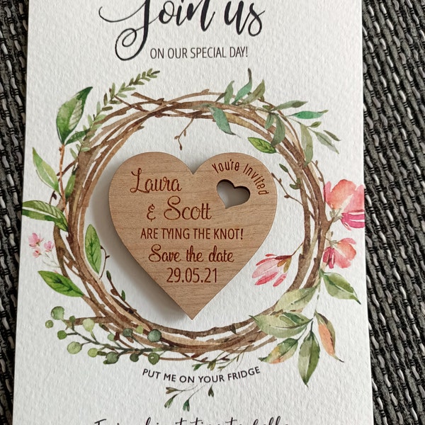 Save the Date Magnet With Cards, Autumn Fall Wedding Heart Save-the ...
