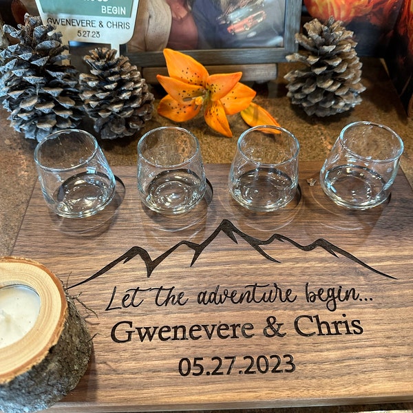 Personalized Tequila Bar Shot Tray for Home Bar, Tequila Flight Board ...