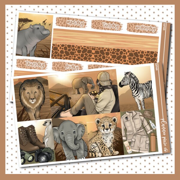 Safari Clipart, African Baby Animals Clipart, Planner Kit Bundle ...