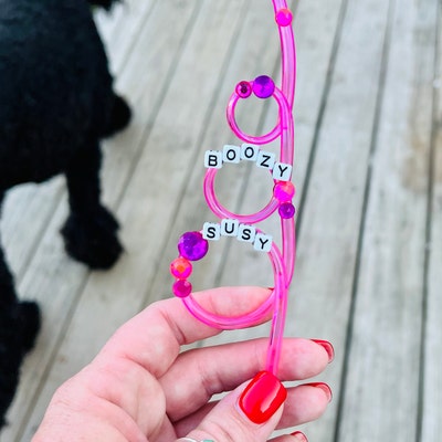 Personalized Silly Straw One Alphabet Bead Embellished Silly Straw ...