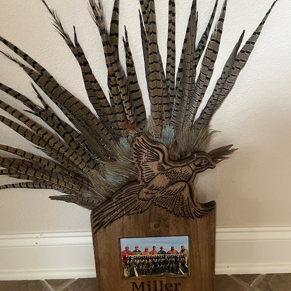 Personalized Double Wide Pheasant Tail Mount Plaque, Tail Feather ...