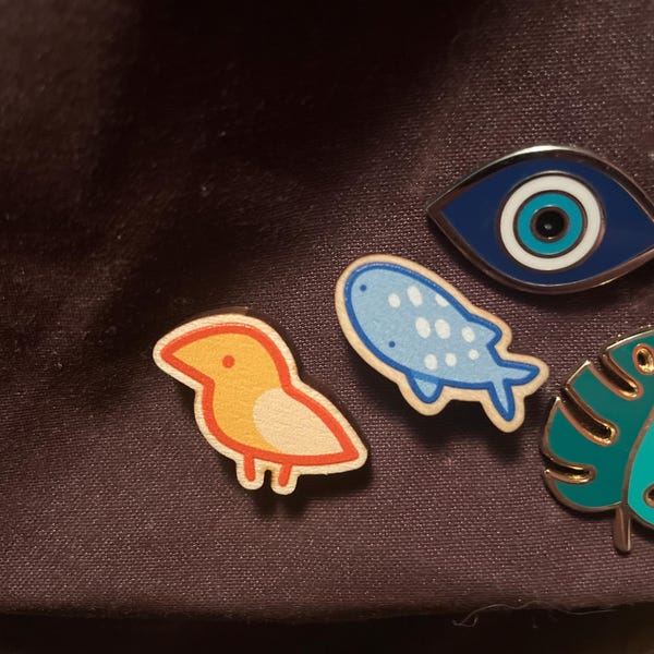 Wooden Animal Pins | Cute Creature Badges Funny Cartoon Gifts Set - Etsy
