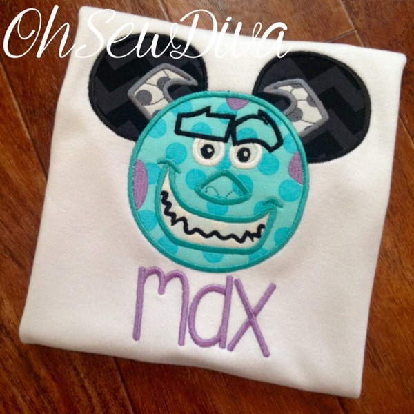 Character Inspired Mouse Sully Blue Monster Embroidery Applique Design ...