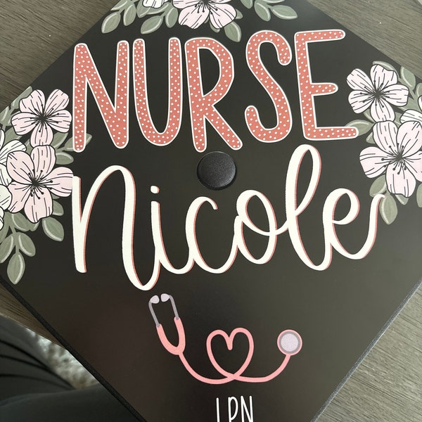 Custom "cherry Blossom Bsn" Graduation Cap Topper, Nursing Graduation ...