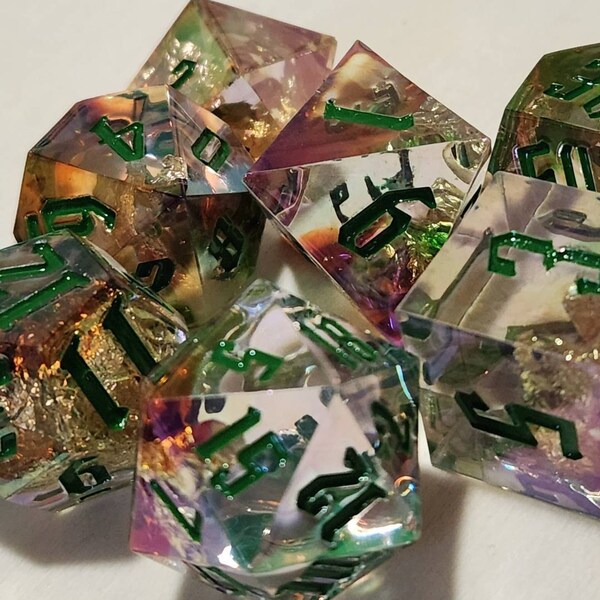 Fortune's Favor II Premium New Style 7 Piece Dice Set W/ Crystal D4 ...