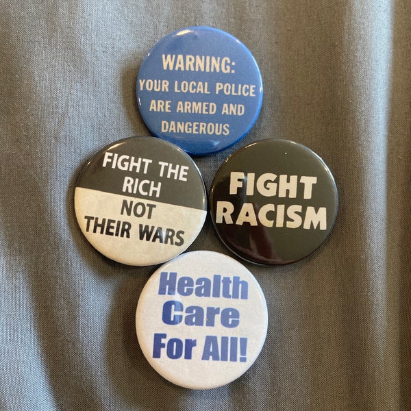 4 Vintage Remake Political Button Badges Socialist Liberal Healthcare ...